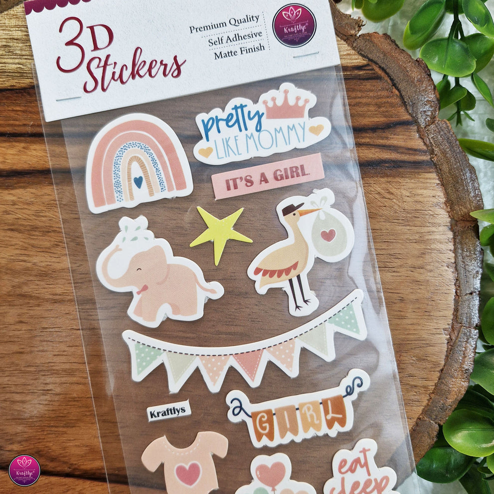 KRAFTLYS 3D Sticker – BABY GIRL | Cute Newborn Girl Stickers for Kids ...