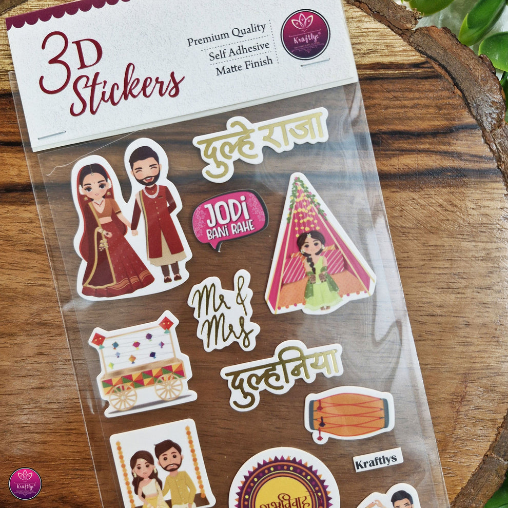 KRAFTLYS 3D Sticker – SHUBH VIVAAH | Indian Wedding-Themed Matte Finish ...